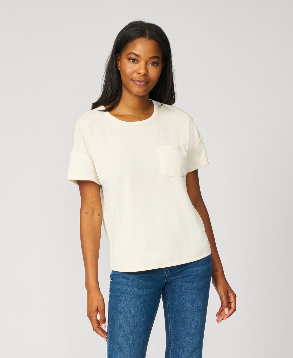 Click here for Cable & Gauge Womens Soft Modal Pocket Tee - White... prices