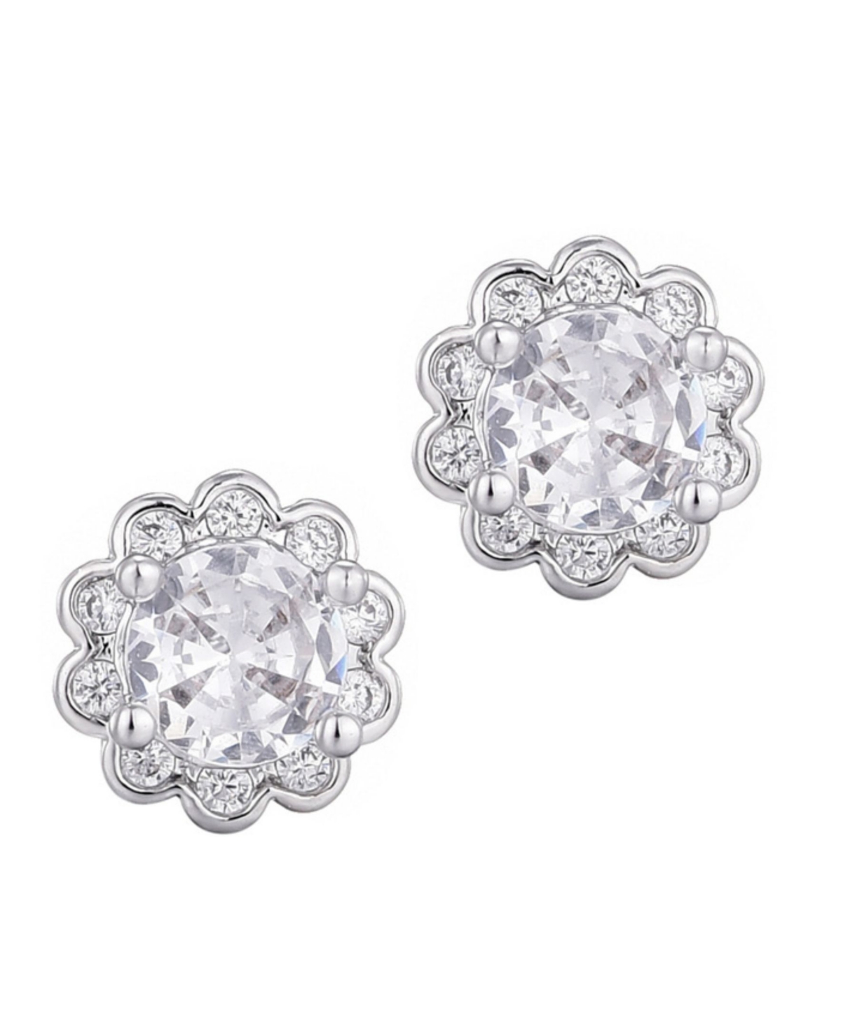 Click here for Adornia Silver Cubic Zirconia Floral Halo Stud Ear... prices