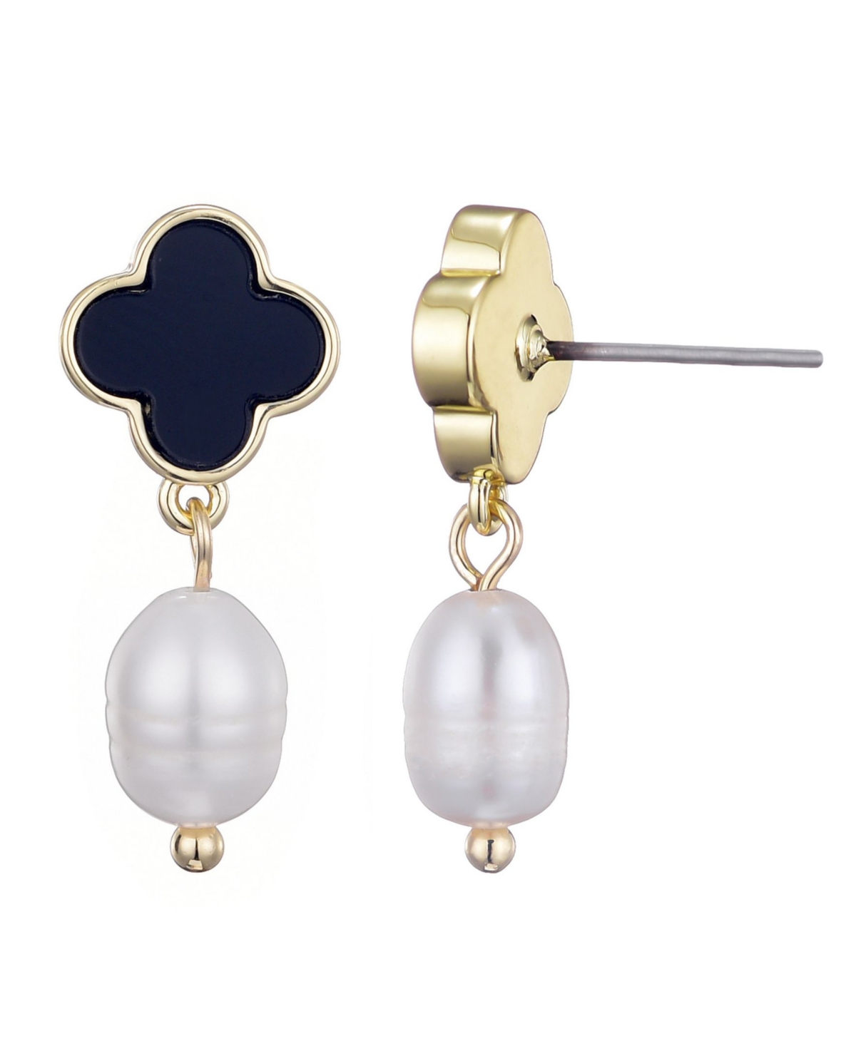 Click here for Adornia Freshwater Pearl Black Clover Drop Earring... prices