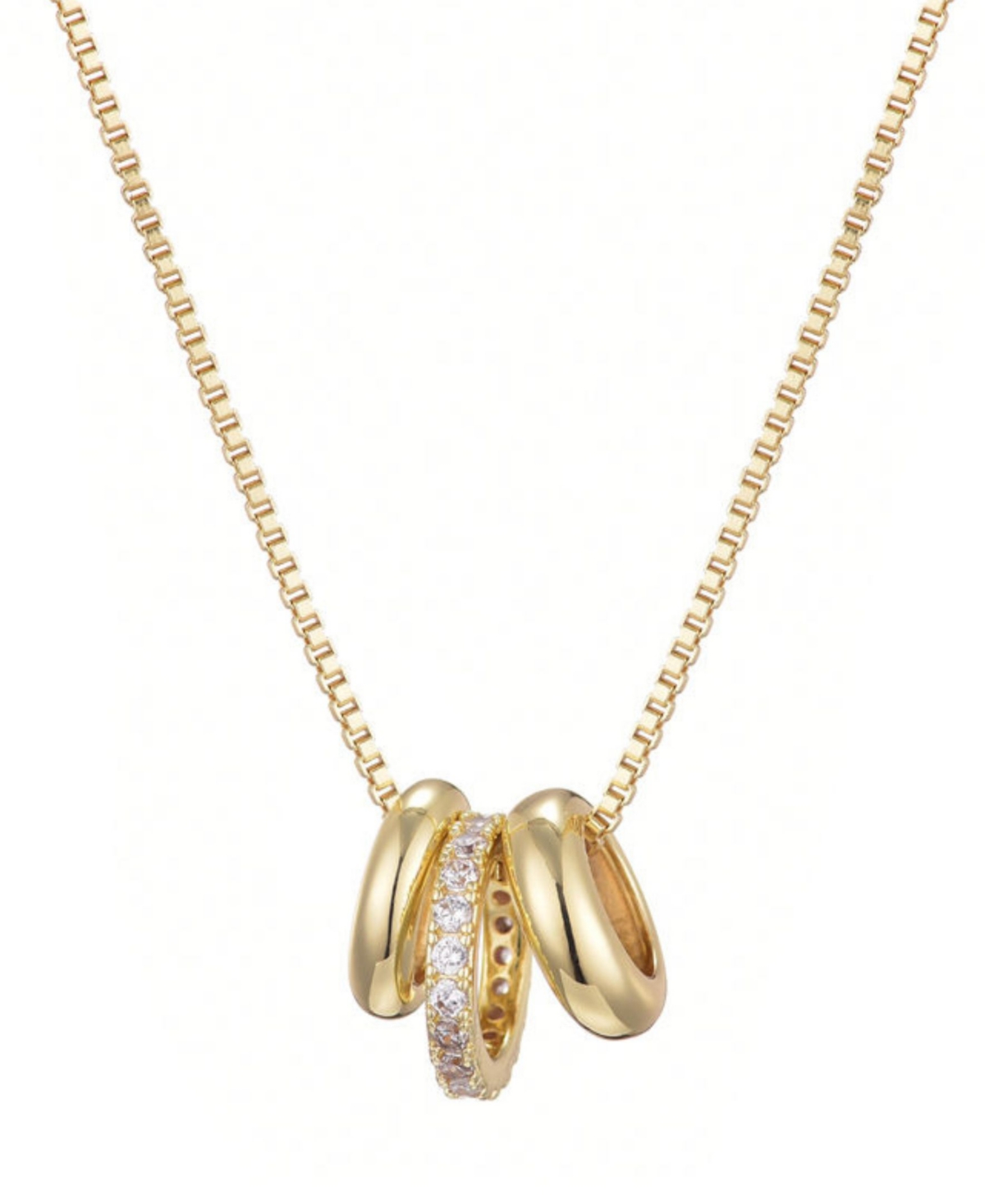Click here for Adornia Gold Cubic Zirconia Three-Ring Necklace -... prices