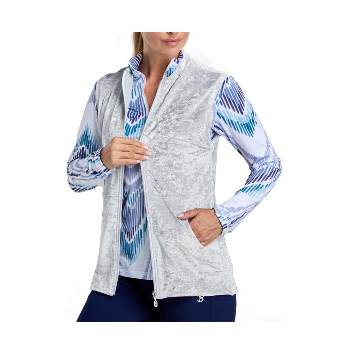 Click here for Sofibella Womens Crushed Velvet Golf Vest - Stone prices