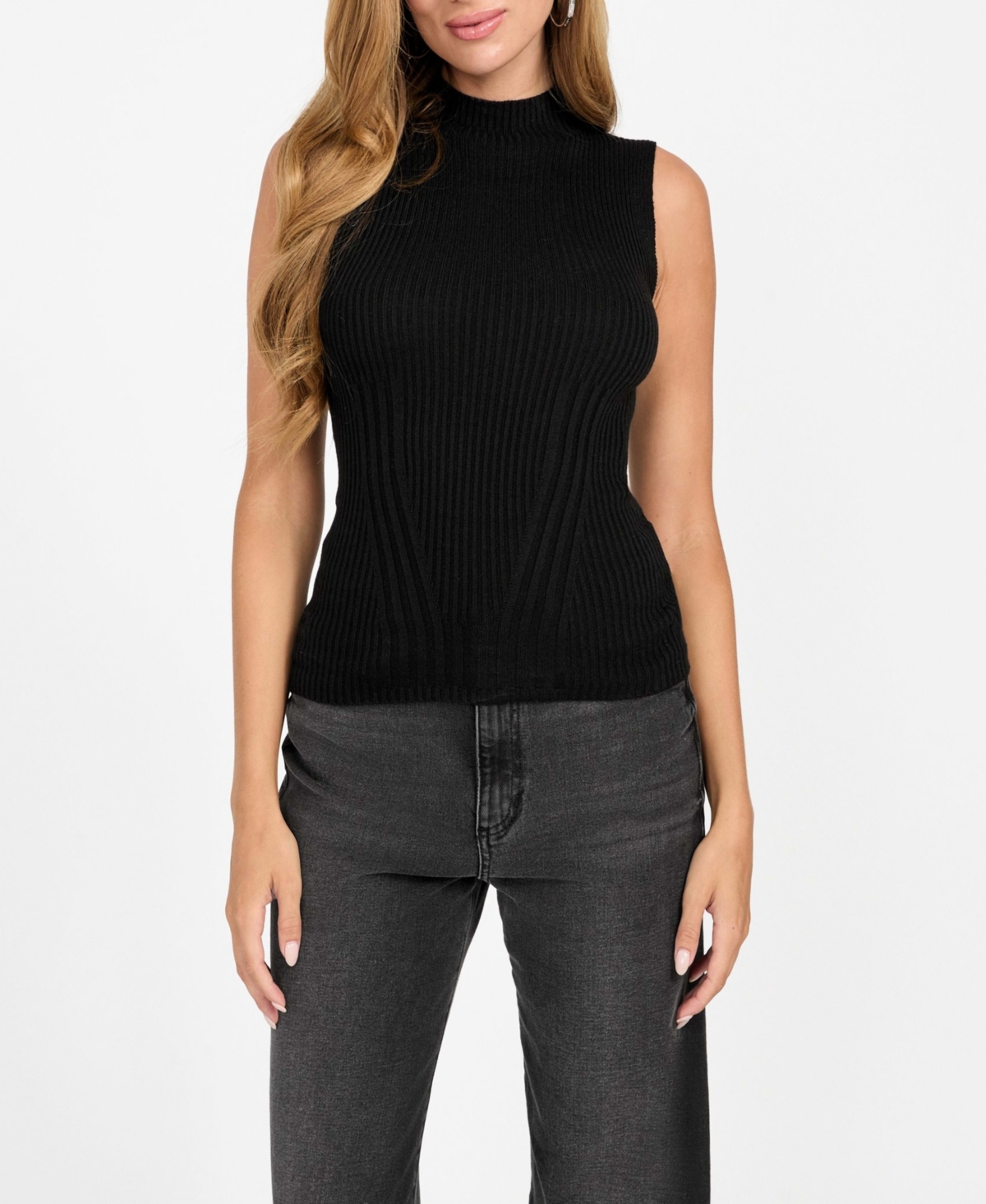 Click here for Guess Womens Mock Neck Sleeveless Seamless Sweater... prices
