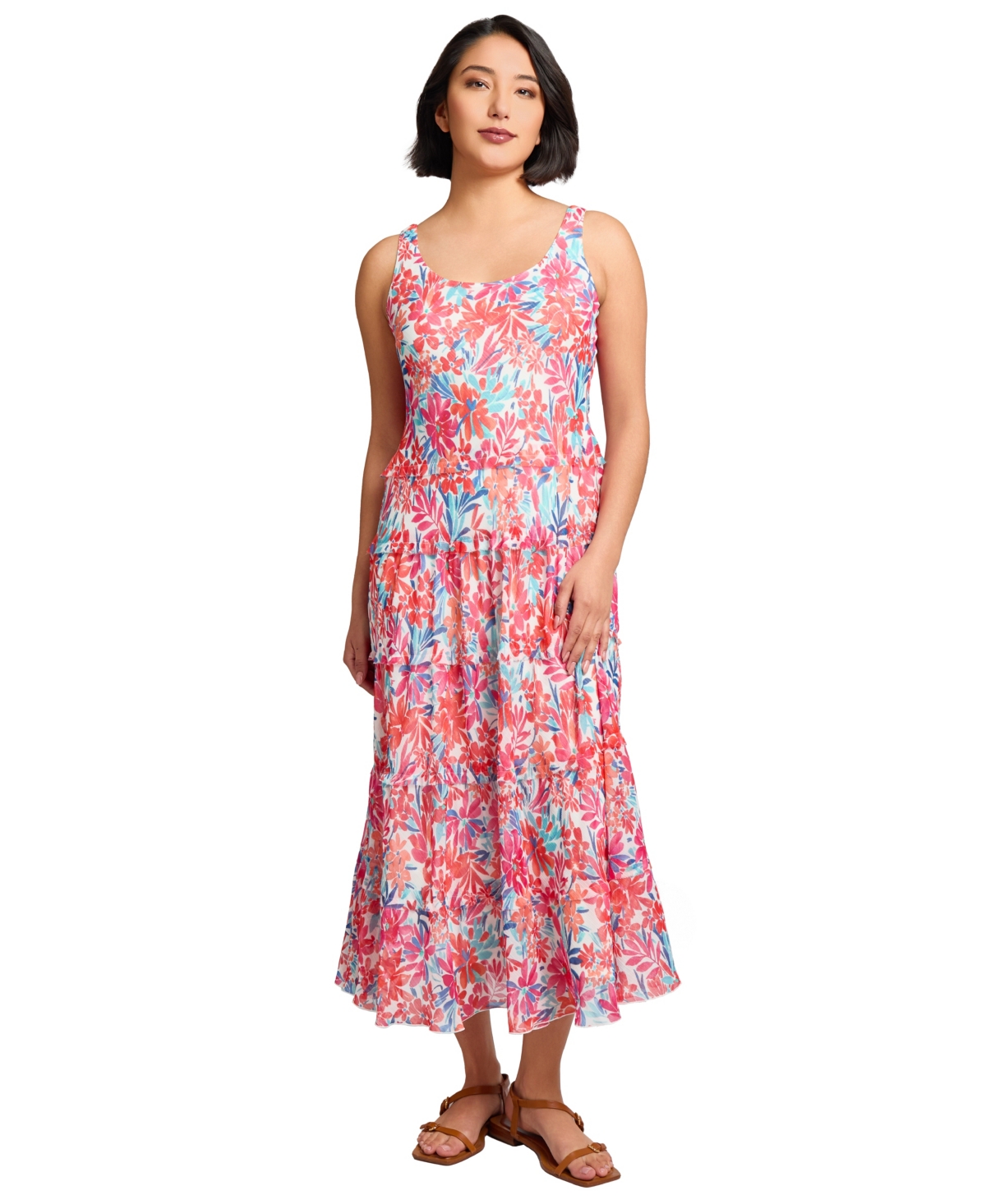 Click here for Jones New York Petite Printed Tiered Sleeveless Ma... prices