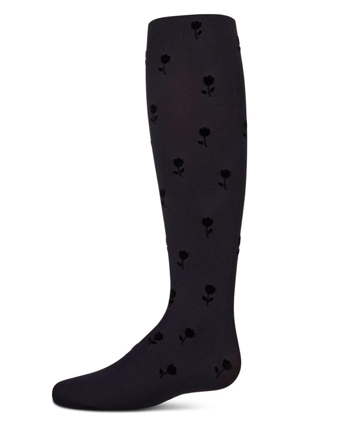 Click here for MeMoi Girls Opaque Rose-Pattern Flocked Tights - N... prices