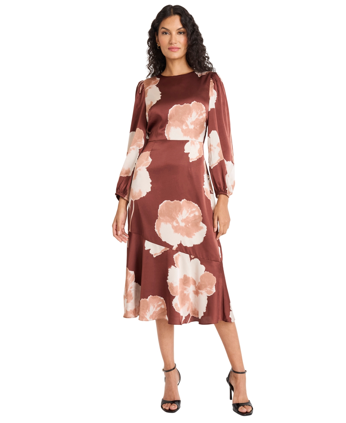 Click here for Maggy London Womens Long Sleeve Flower Midi Dress... prices