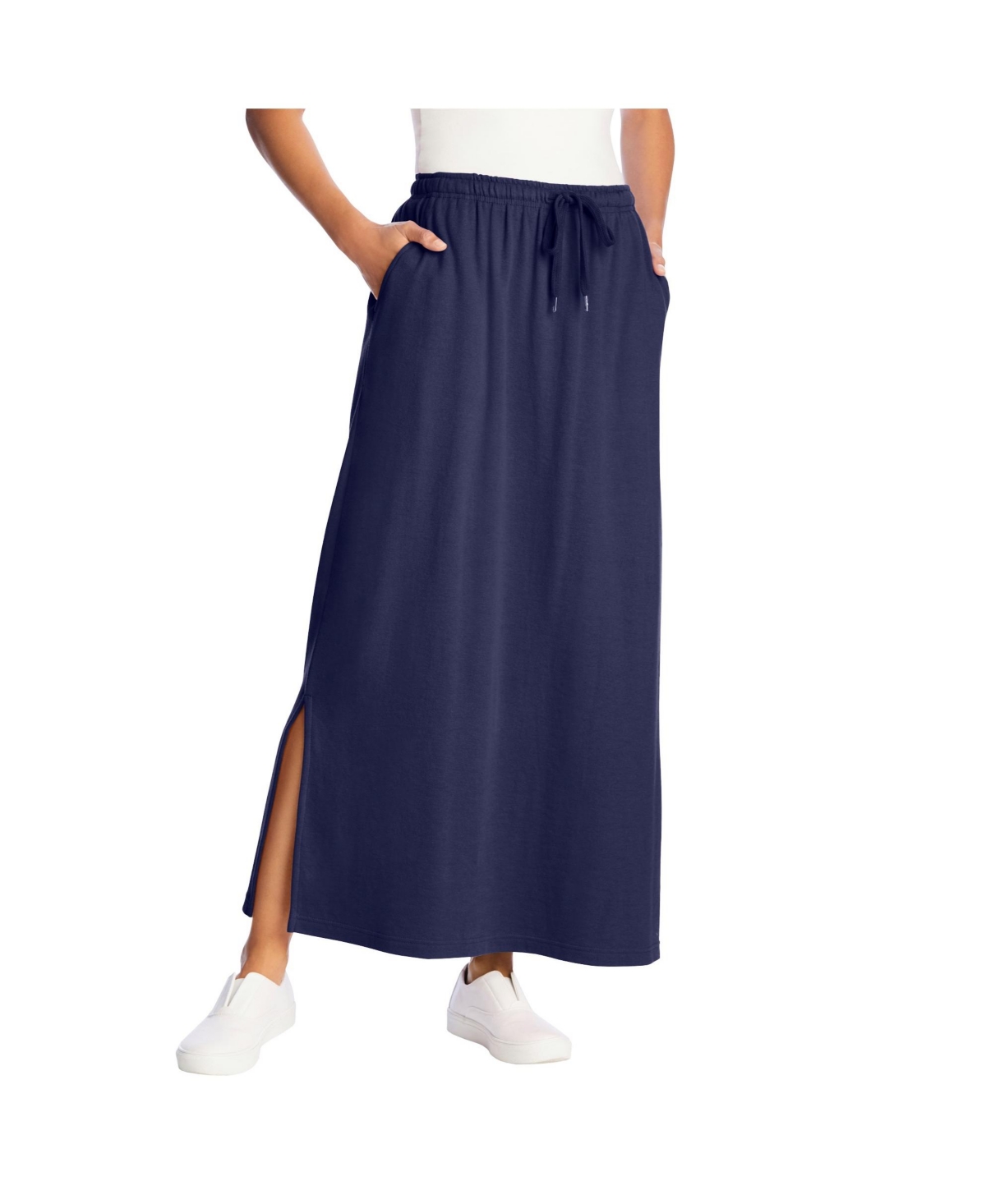 Click here for Woman Within Womens Within Sport Knit Side-Slit Sk... prices