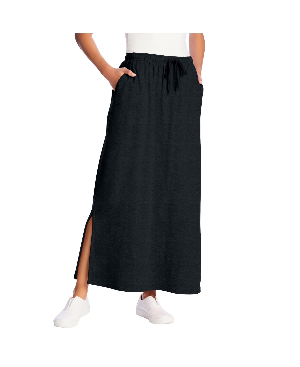 Click here for Woman Within Womens Within Sport Knit Side-Slit Sk... prices