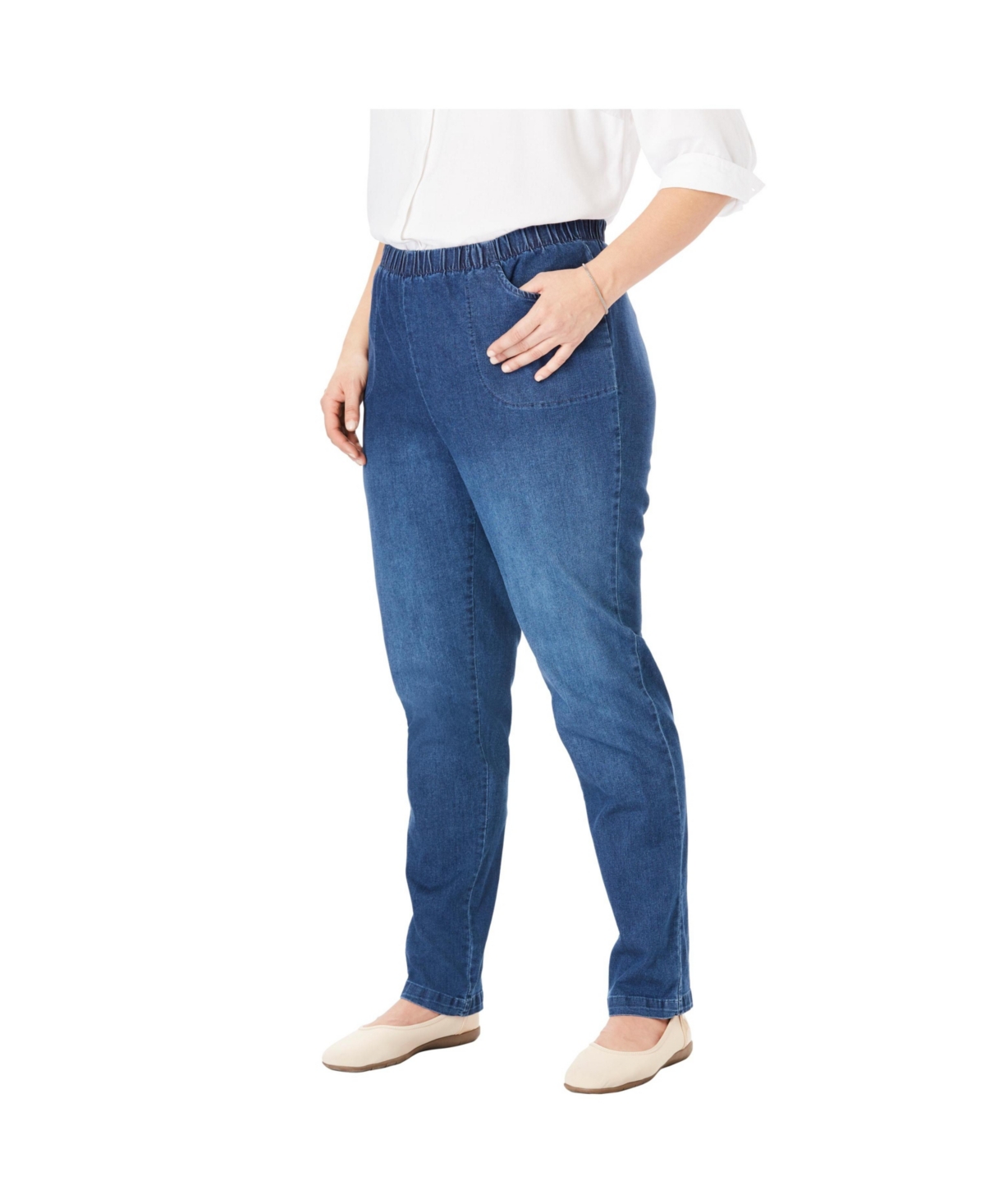Click here for Woman Within Womens Within Straight Leg Fineline D... prices