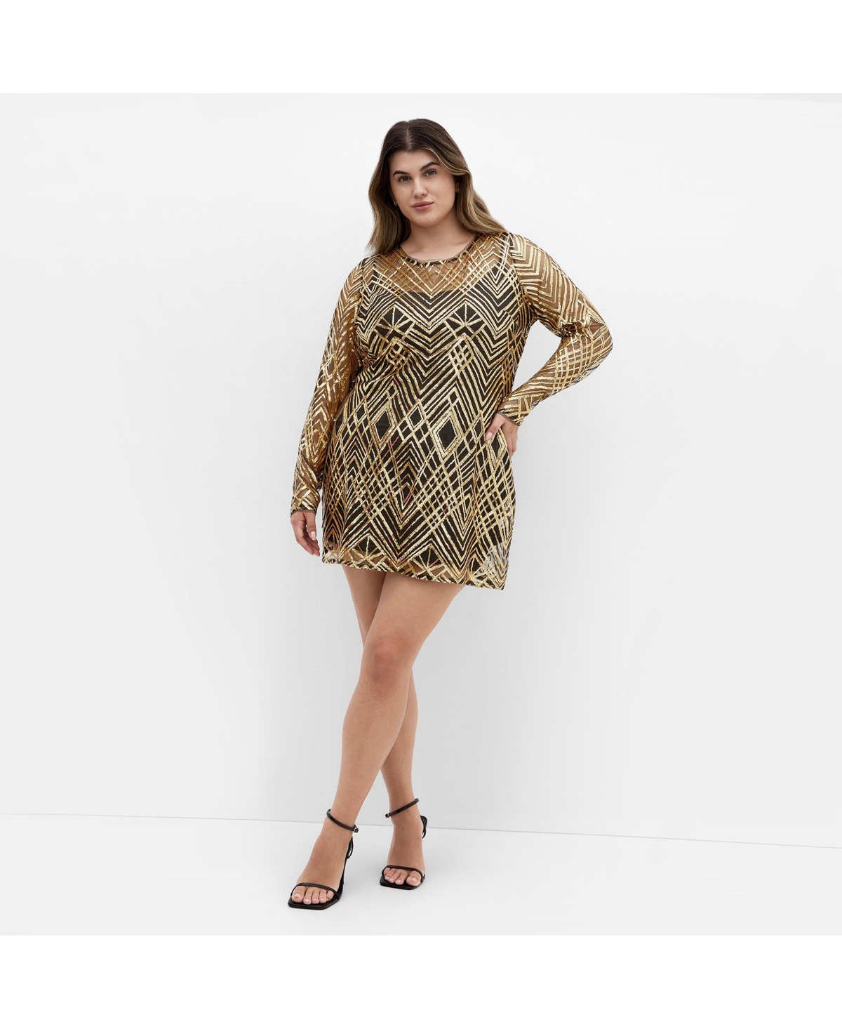 Click here for City Chic Plus Size Braylin Sequin Dress - Gold ge... prices