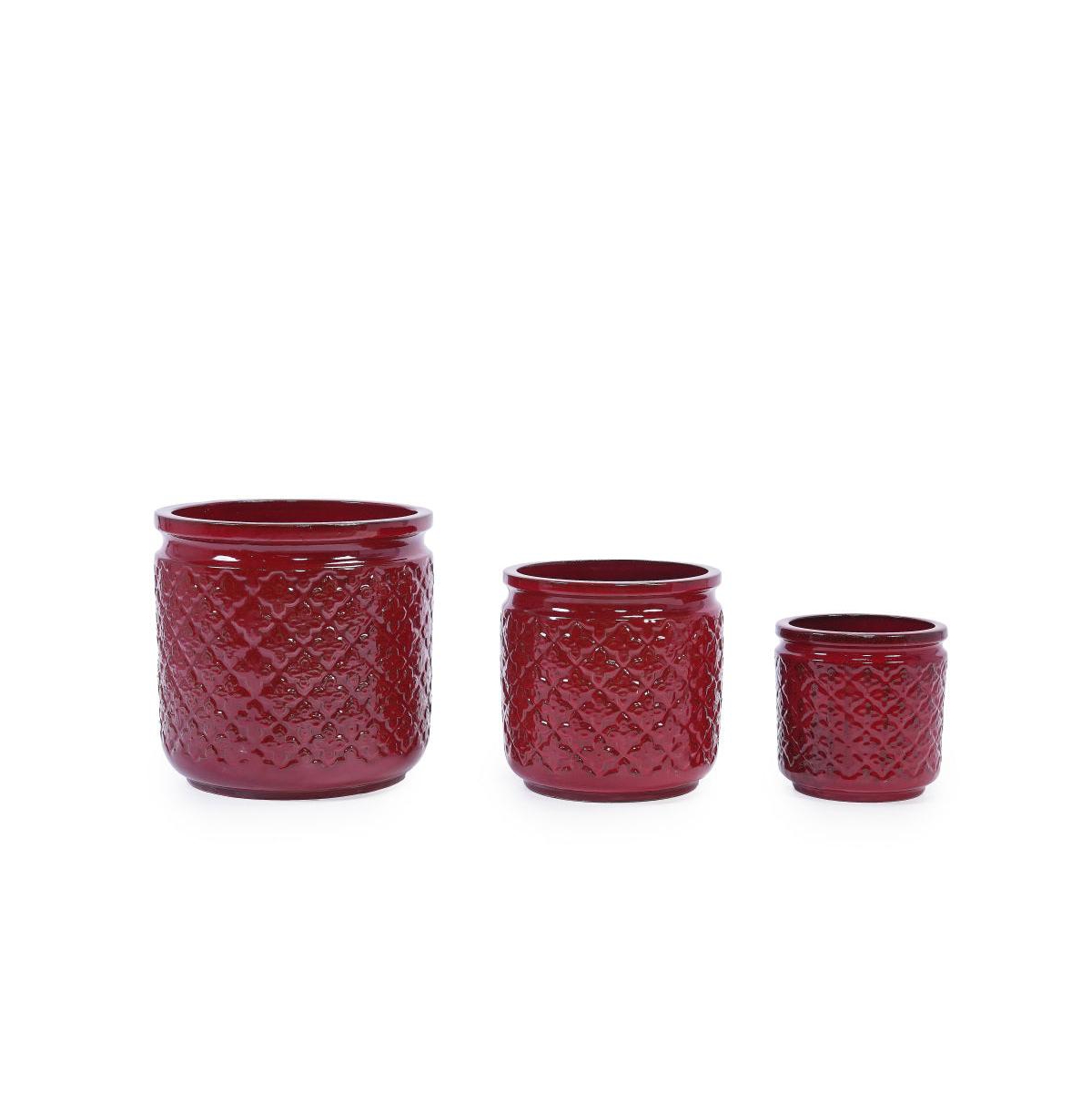 Click here for Chic Crate Modern Ceramic Planter Pots Set of 3 Ve... prices