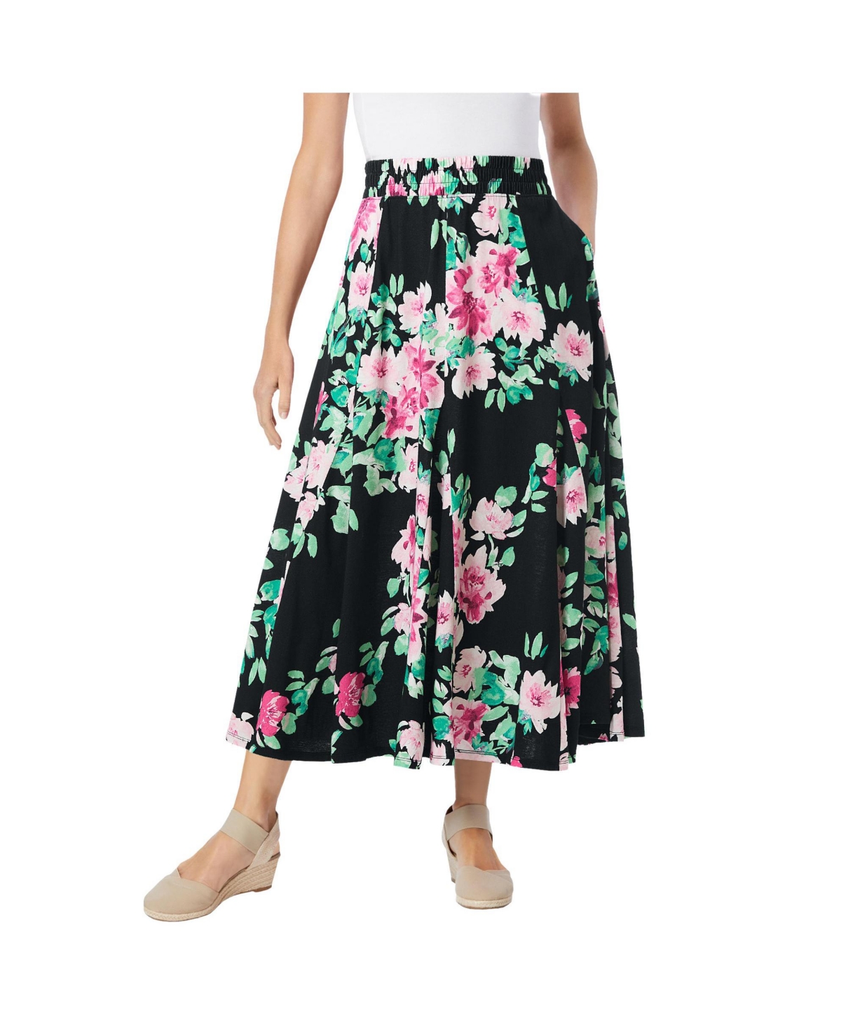 Click here for Woman Within Womens Within Wide Elastic Waist Skir... prices