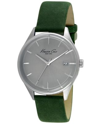 Kenneth Cole New York Men's Green Leather Strap Watch 42mm 10029308 ...