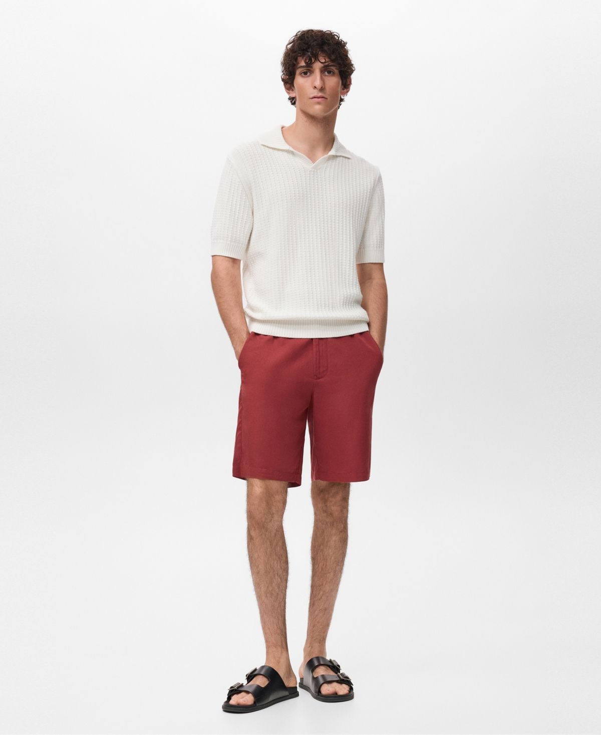 Click here for Mango Mens Cotton Knitted Polo Shirt - Off White prices