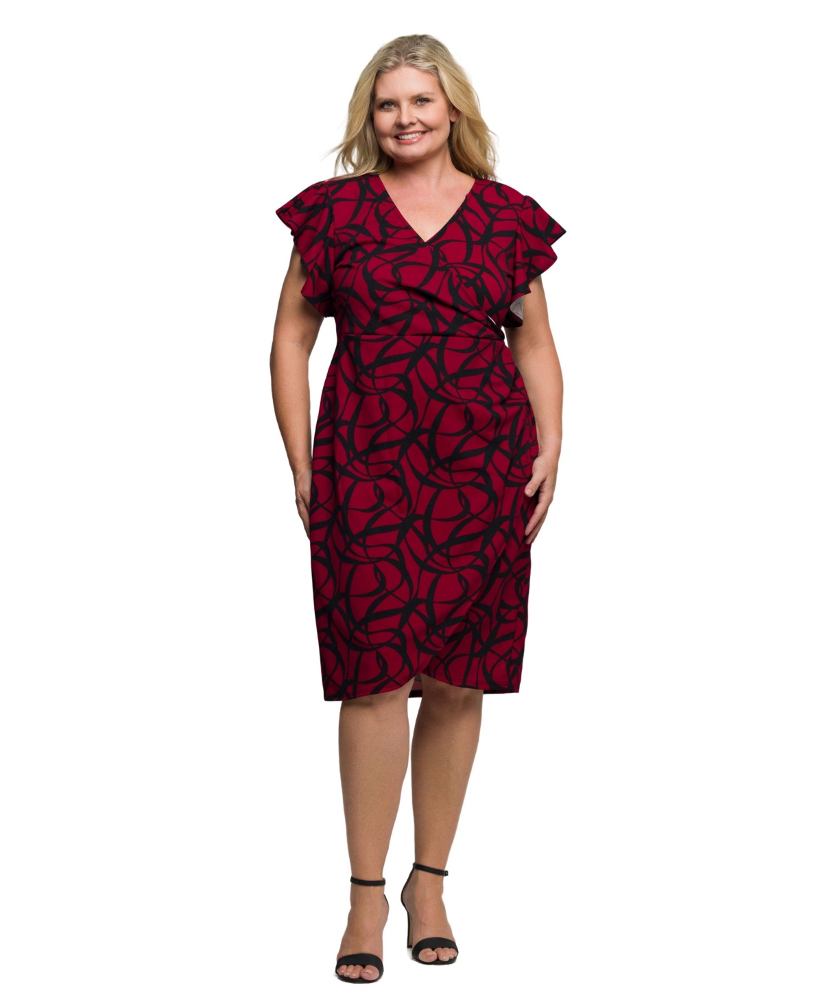 Click here for 24seven Comfort Apparel Plus Size Burgundy Print F... prices