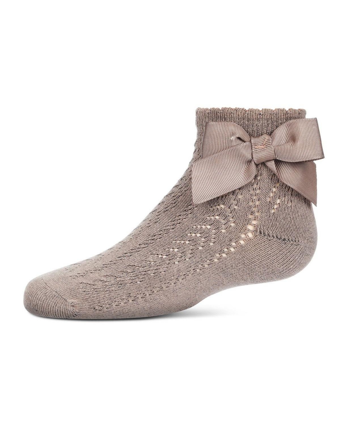 Click here for Memoi Girls Knit Openwork Bow Anklet Socks - Taupe prices
