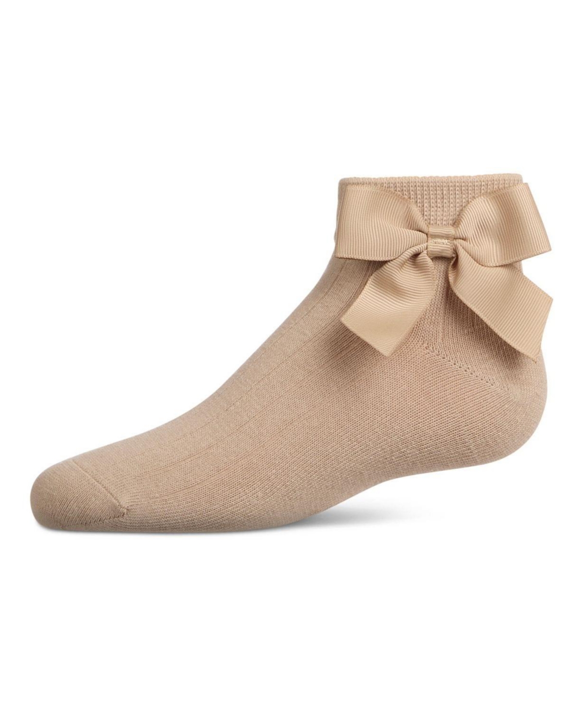 Click here for MeMoi Girls Ribbed Bow Anklet Socks - Tan prices