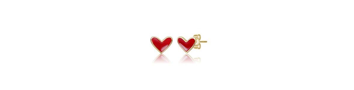 Click here for GiGiGirl 14K Gold Plated with Red Enamel Heart Stu... prices
