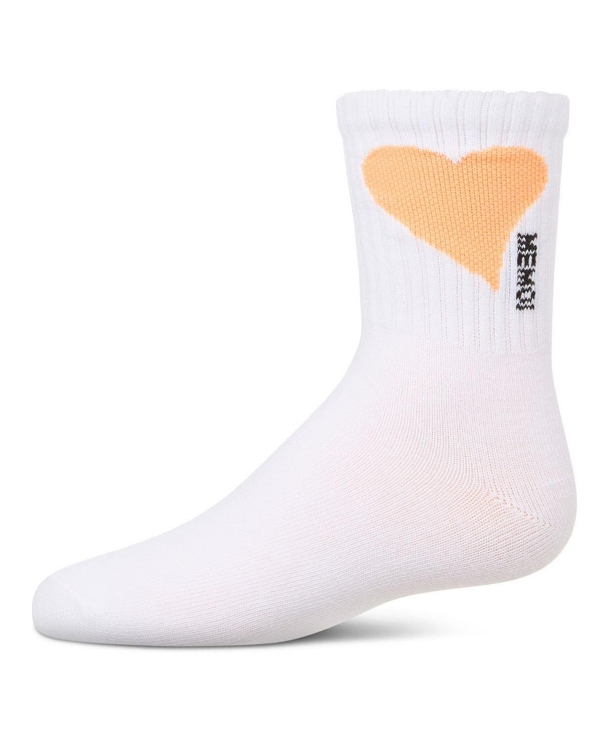 Click here for Memoi Girls Single Heart Logo Crew Socks - White prices