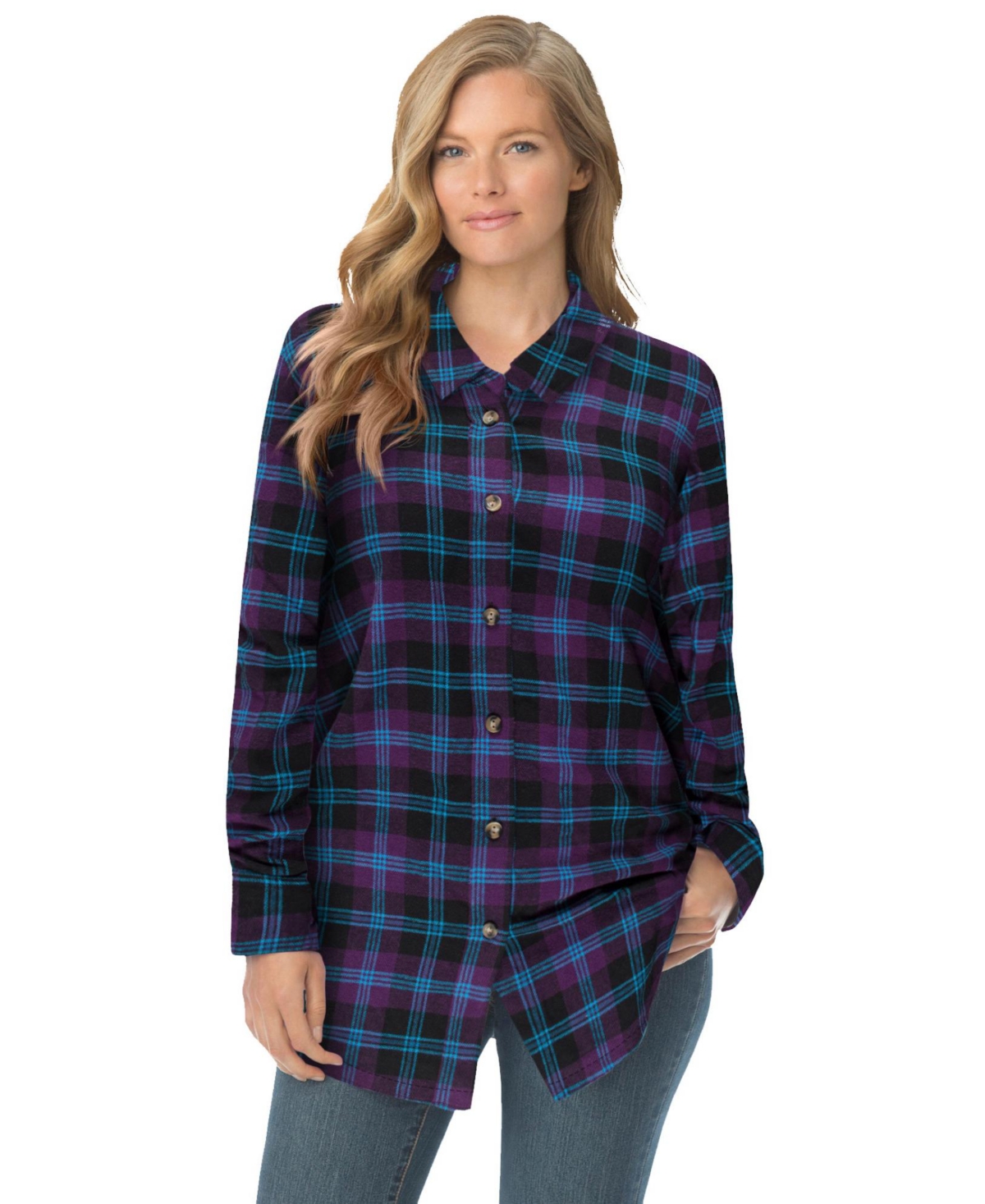 Click here for Woman Within Plus Size Within Classic Flannel Shir... prices