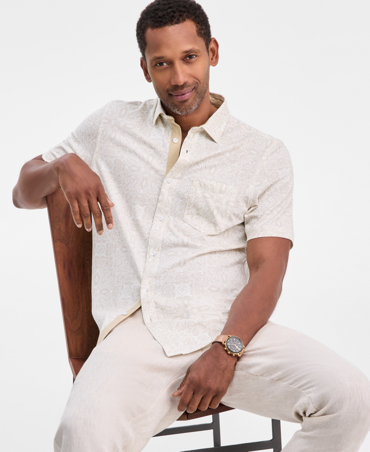 Click here for Club Room Mens Pima Cotton Medal Print Short-Sleev... prices