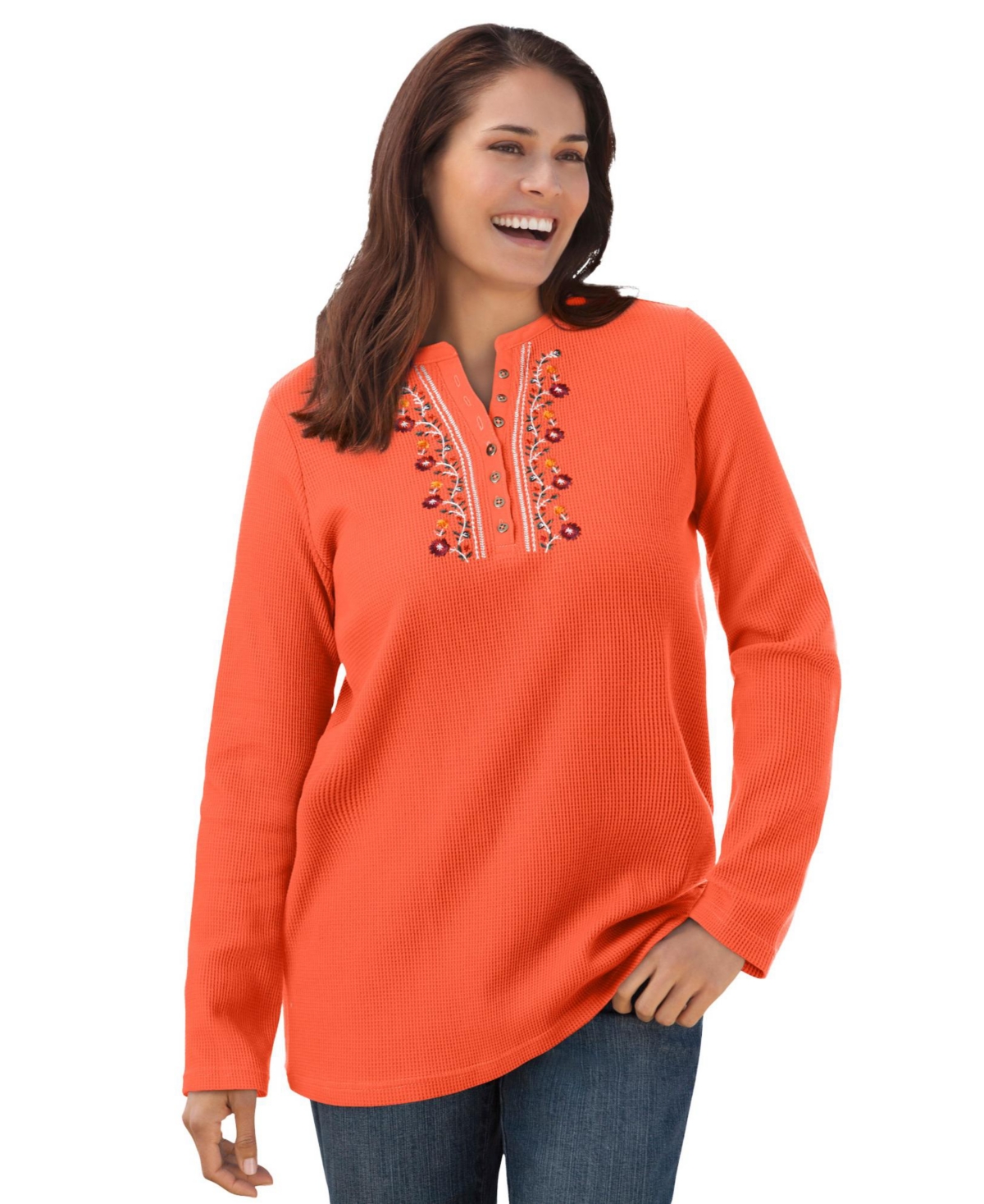Click here for Woman Within Plus Size Within Embroidered Thermal... prices