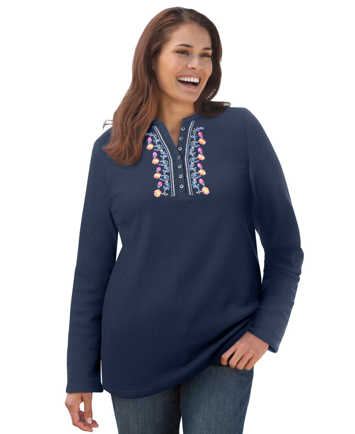 Click here for Woman Within Plus Size Within Embroidered Thermal... prices