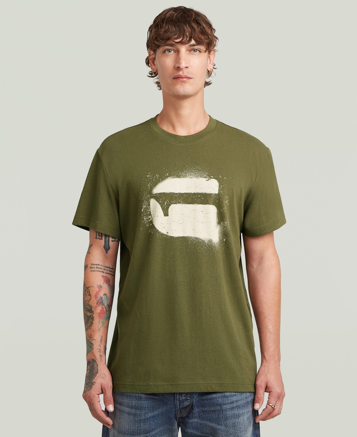 Click here for G-Star Raw Mens Spray G Logo T-Shirt - Shadow Oliv... prices