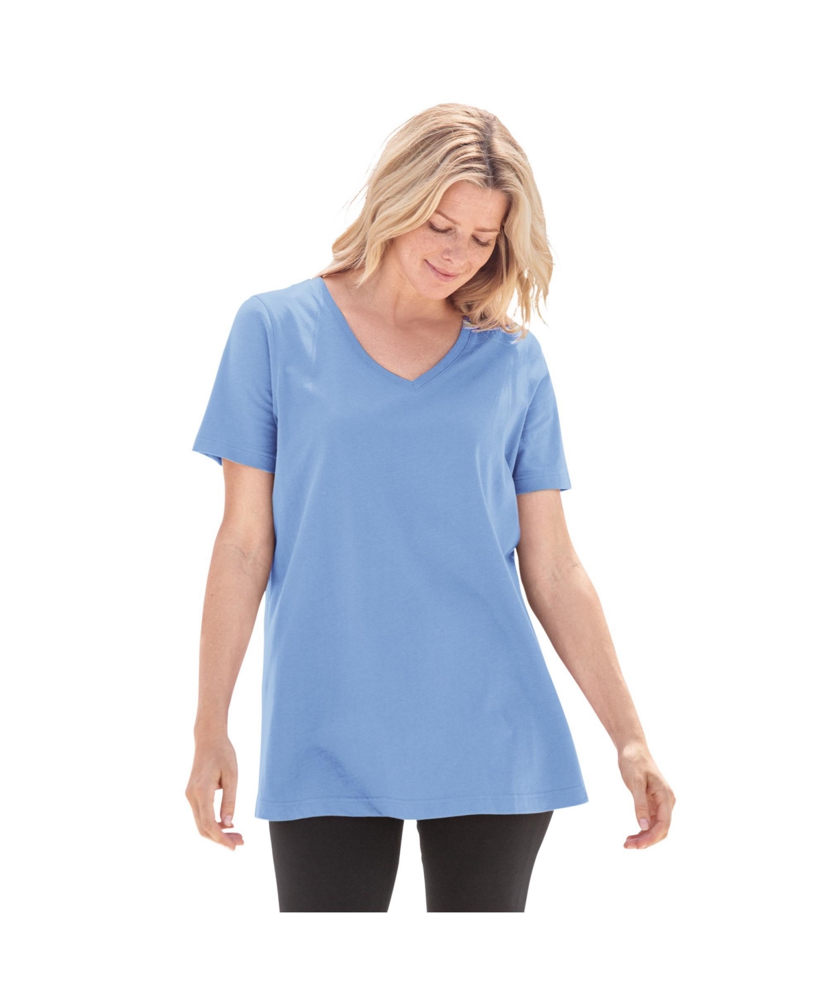 Click here for Woman Within Plus Size Perfect Short-Sleeve V-Neck... prices