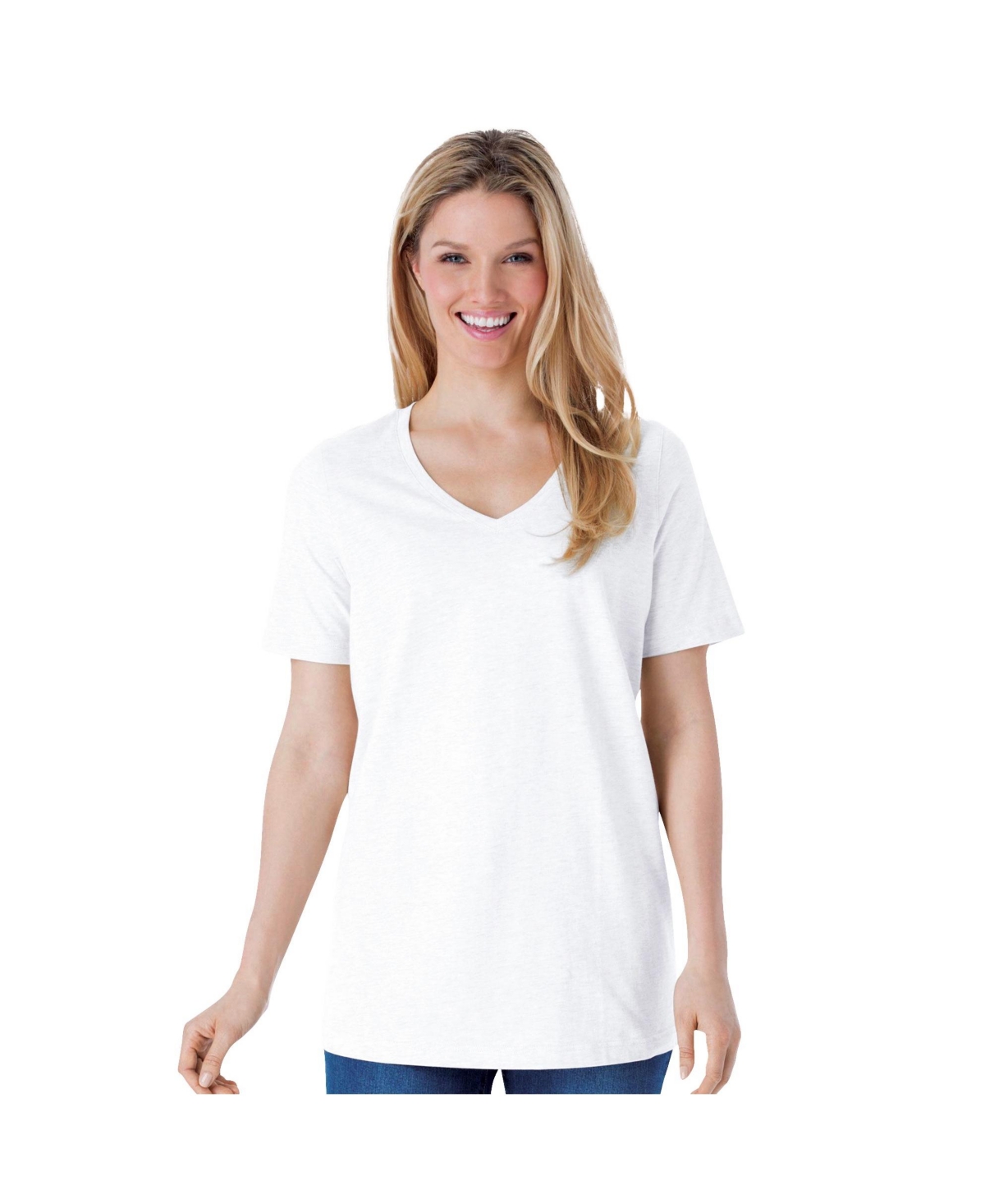 Click here for Woman Within Plus Size Perfect Short-Sleeve V-Neck... prices