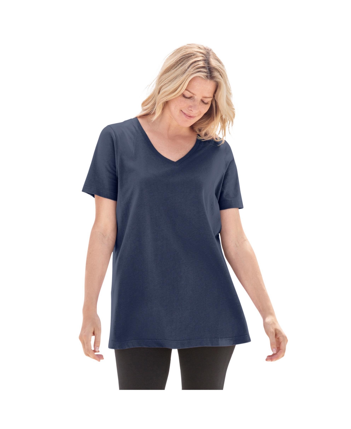 Click here for Woman Within Plus Size Perfect Short-Sleeve V-Neck... prices