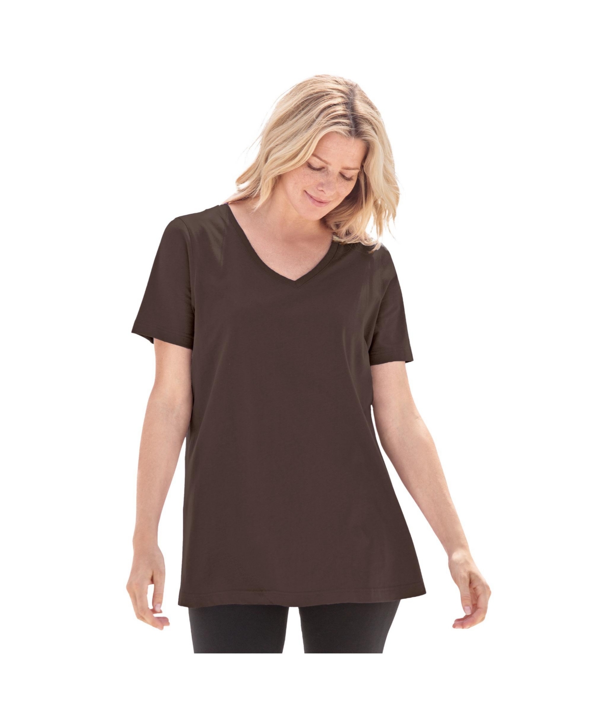 Click here for Woman Within Plus Size Perfect Short-Sleeve V-Neck... prices