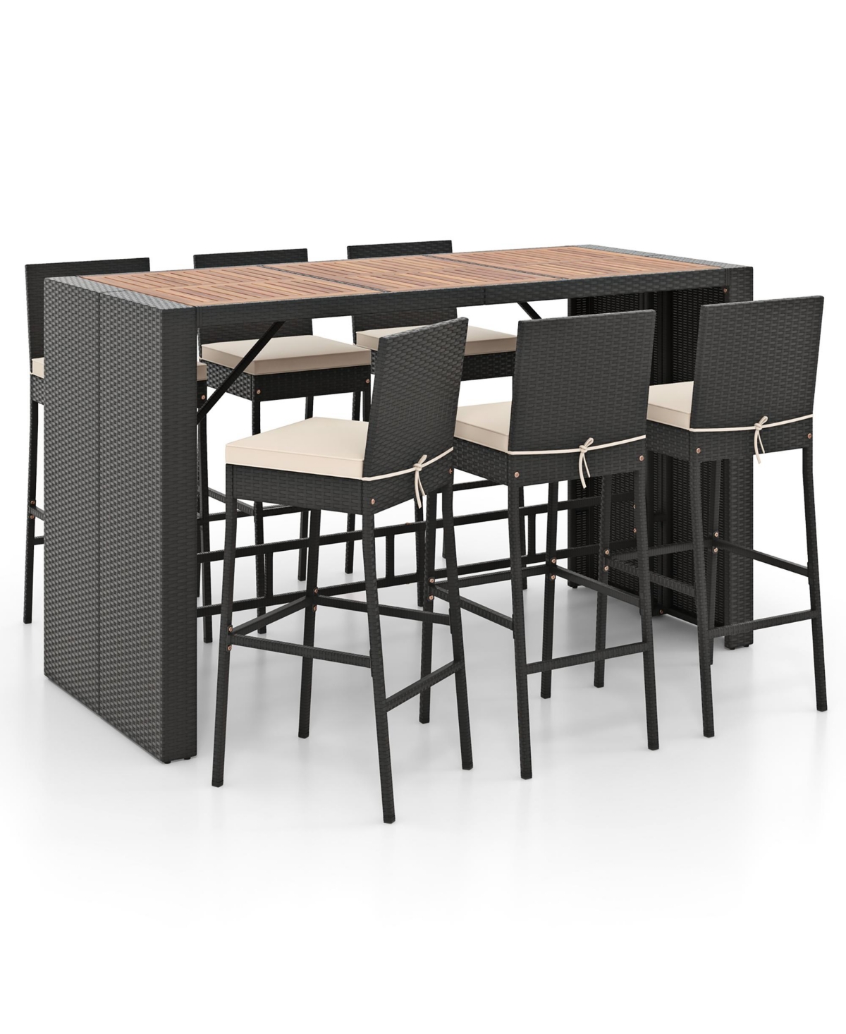 Click here for Gymax 7 Pieces Patio Bar Set w/ Acacia Wood Tablet... prices