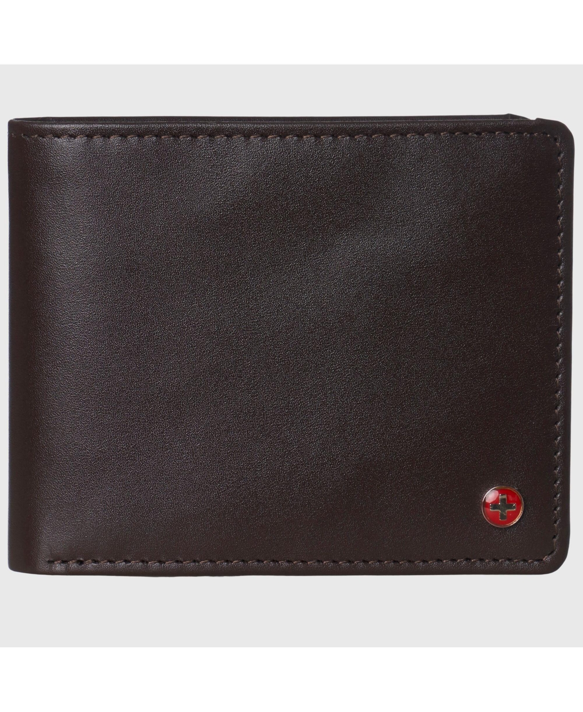 Alpine Swiss Mens Commuter Rfid Bifold Wallet 2 Id Windows Divided Bill Section - Smooth finish brown