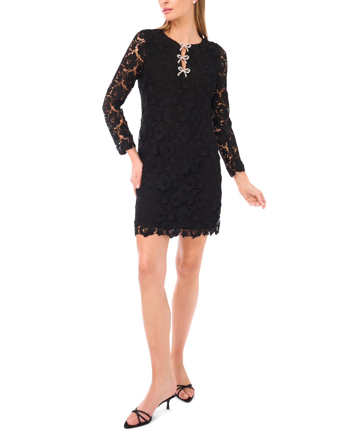 Click here for CeCe Womens Bow Detail Dress - Rich Black prices