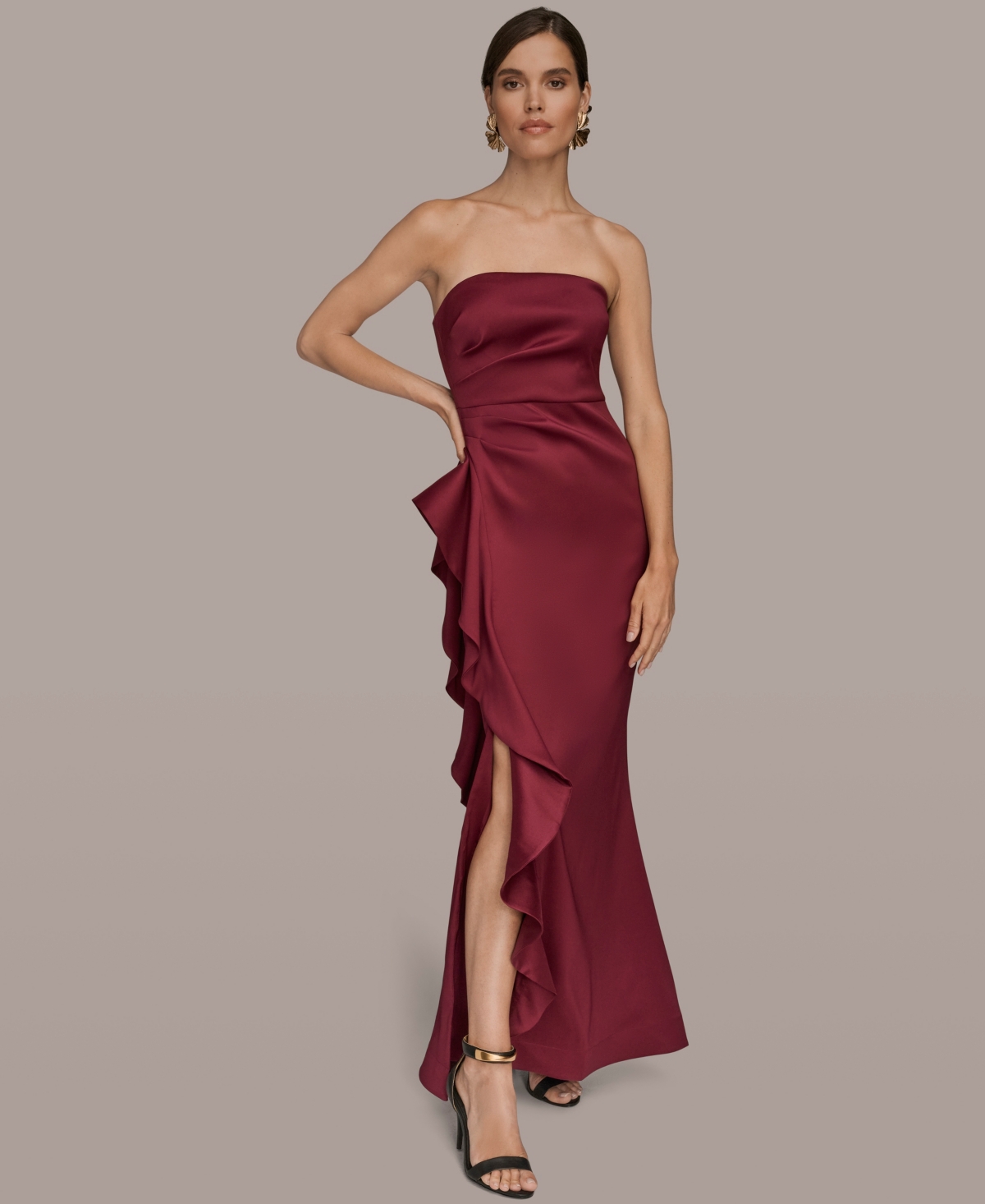 Click here for Donna Karan New York Womens Strapless Side Ruffle... prices
