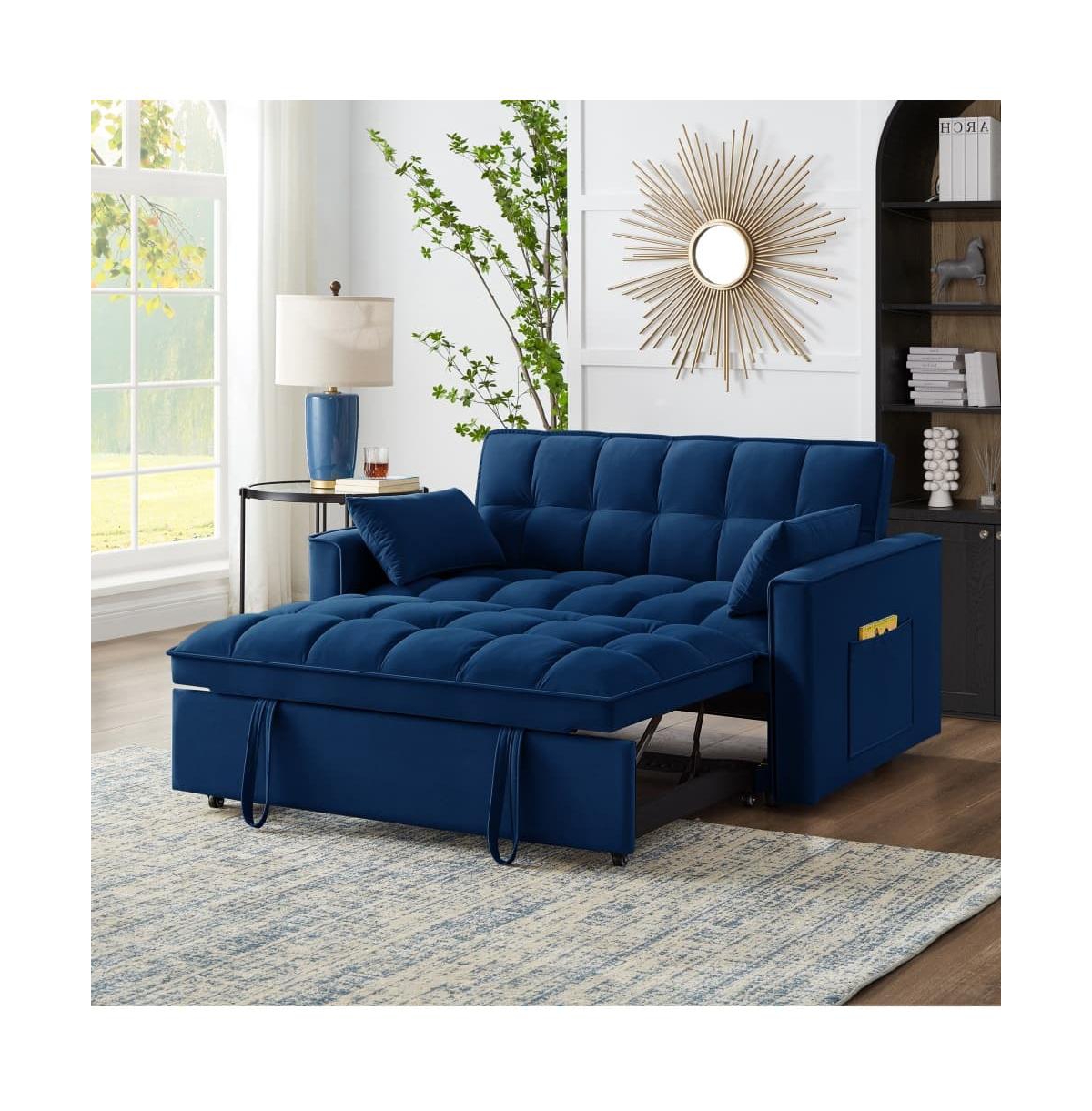 Click here for Modern Velvet Loveseat Sofa Bed with Storage & Pul... prices
