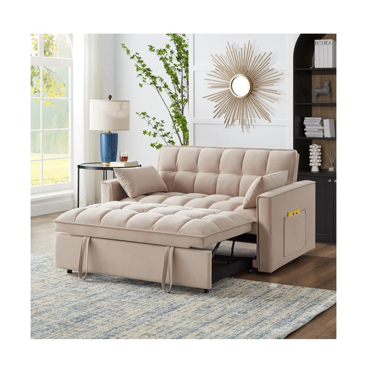 Click here for Modern Velvet Loveseat Sofa Bed with Storage & Pul... prices