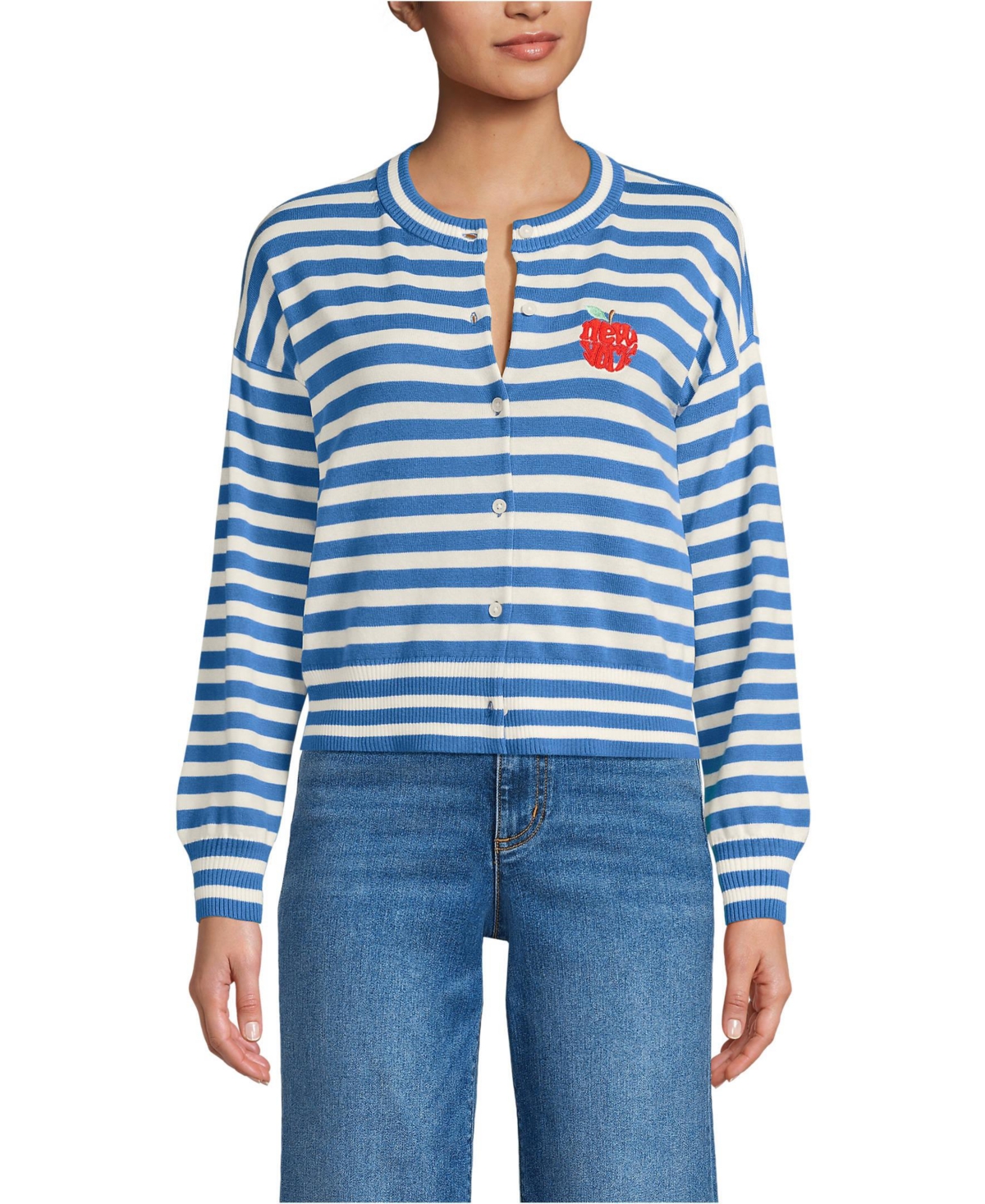 Click here for Lands End Womens Cropped Fine Gauge Crew Neck Card... prices