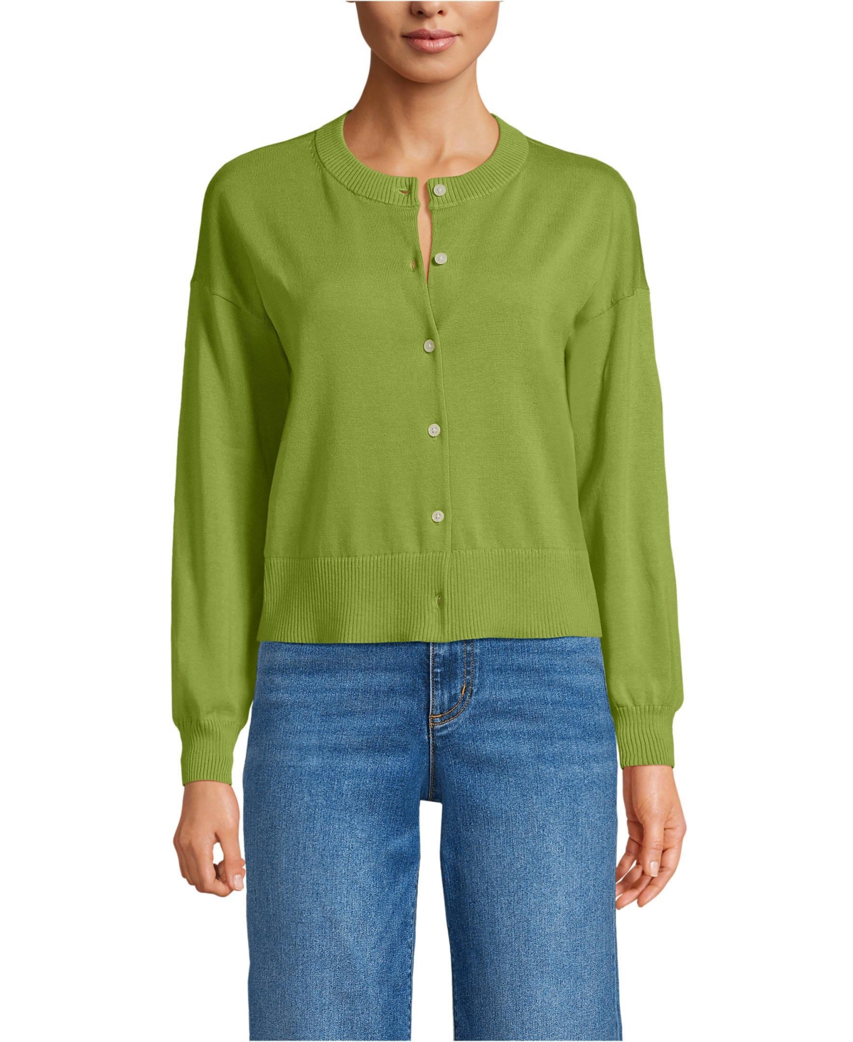 Click here for Lands End Womens Cropped Fine Gauge Crew Neck Card... prices