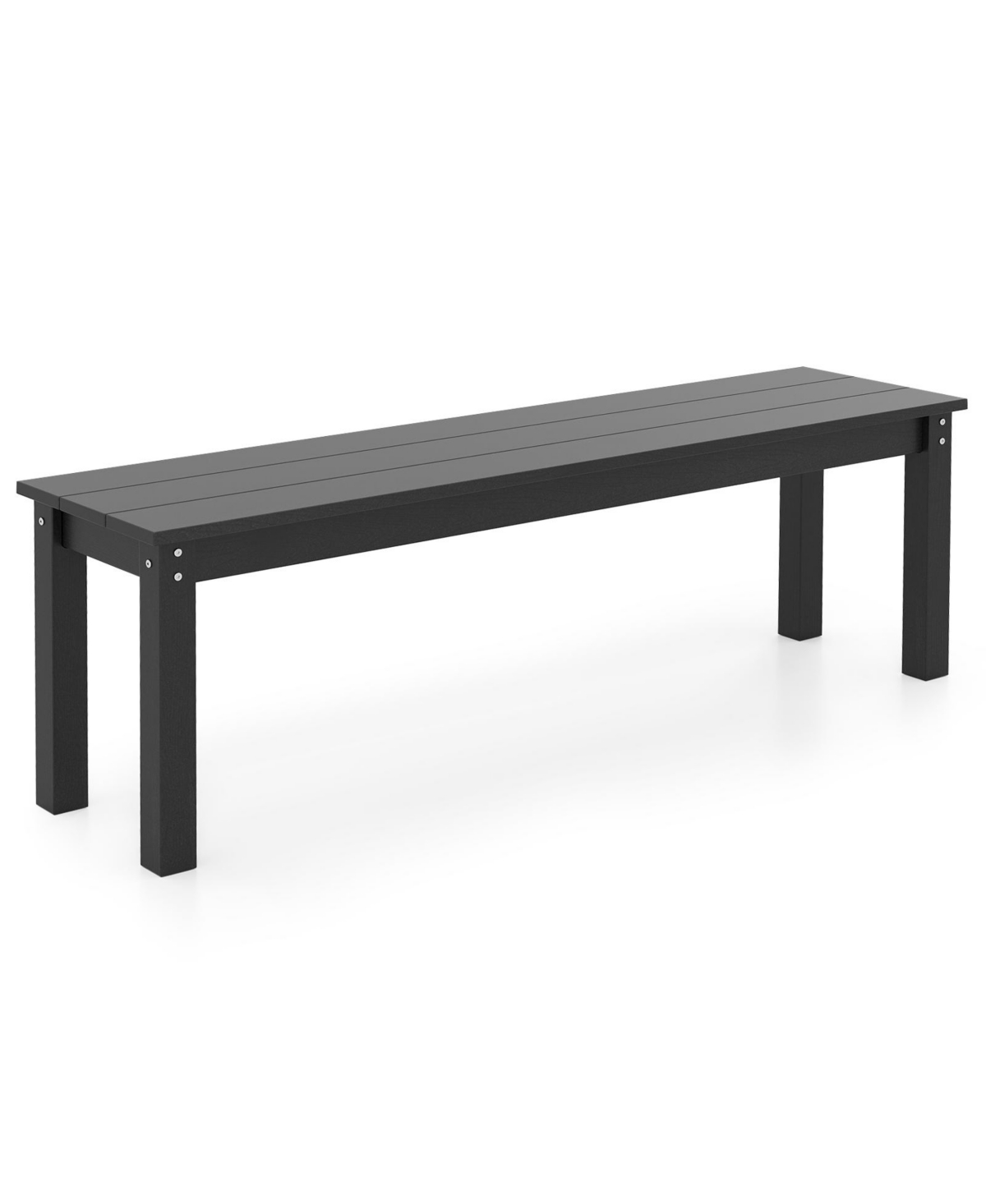 Gymax 55 Hdpe Outdoor Bench for 2-3 People Weatherproof Backless Patio Garden Bench - Black