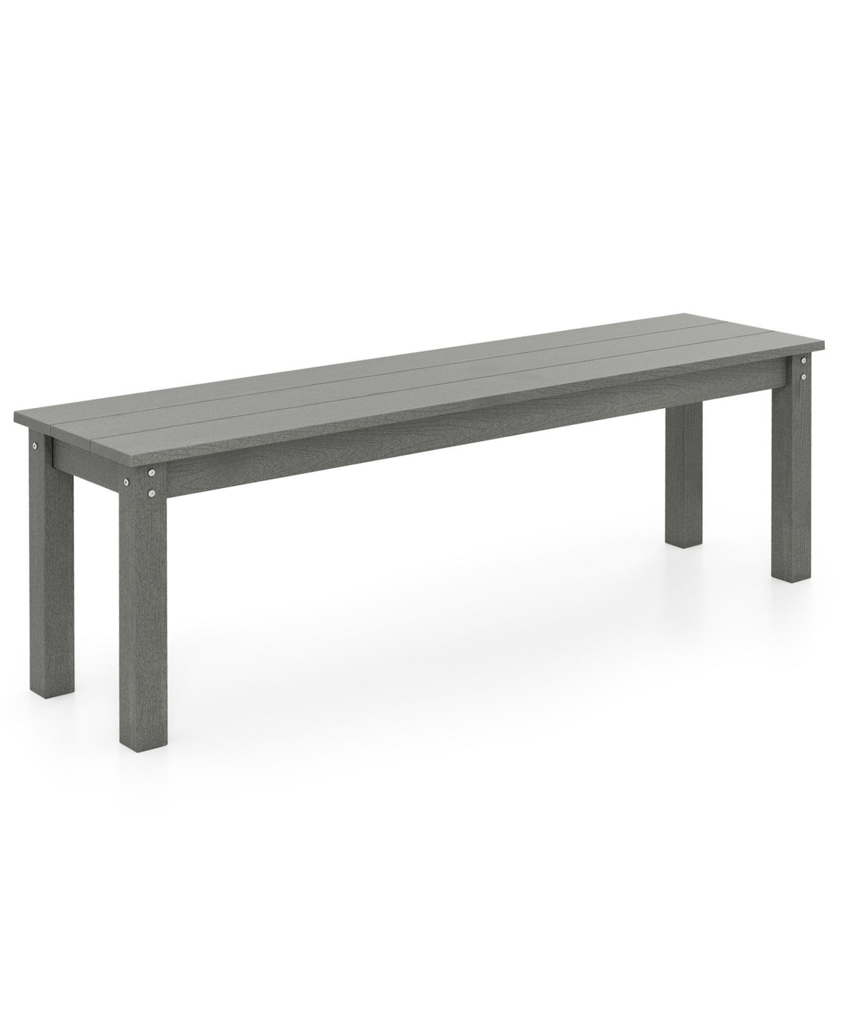 Gymax 55 Hdpe Outdoor Bench for 2-3 People Weatherproof Backless Patio Garden Bench - Grey