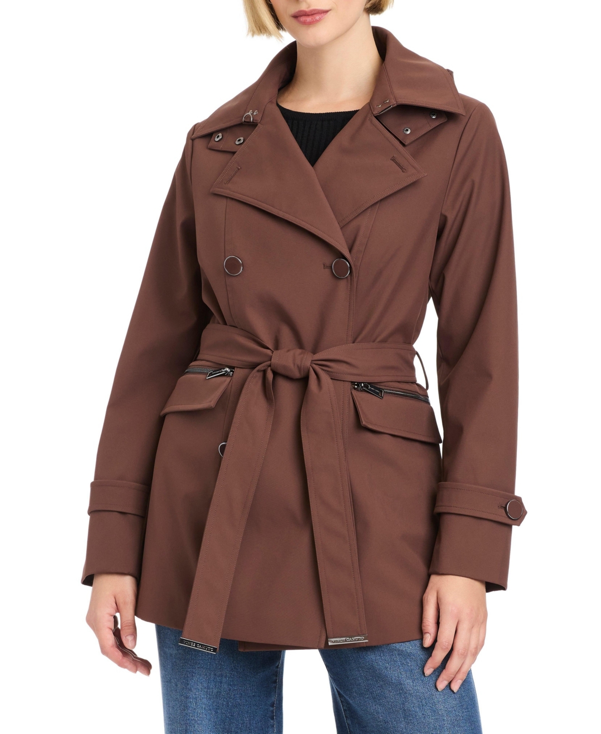 Click here for Vince Camuto Womens Double-Breasted Belted Trench... prices