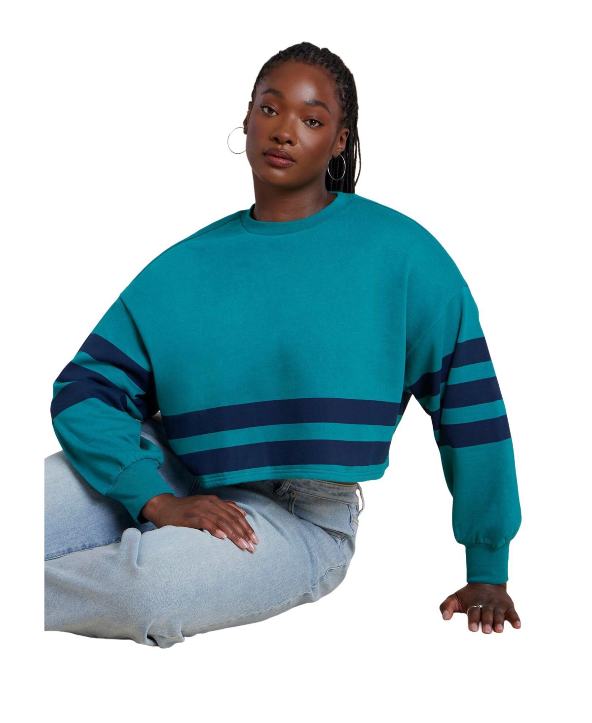 Click here for Eloquii Womens Plus Size Boxy Cropped Sweatshirt -... prices