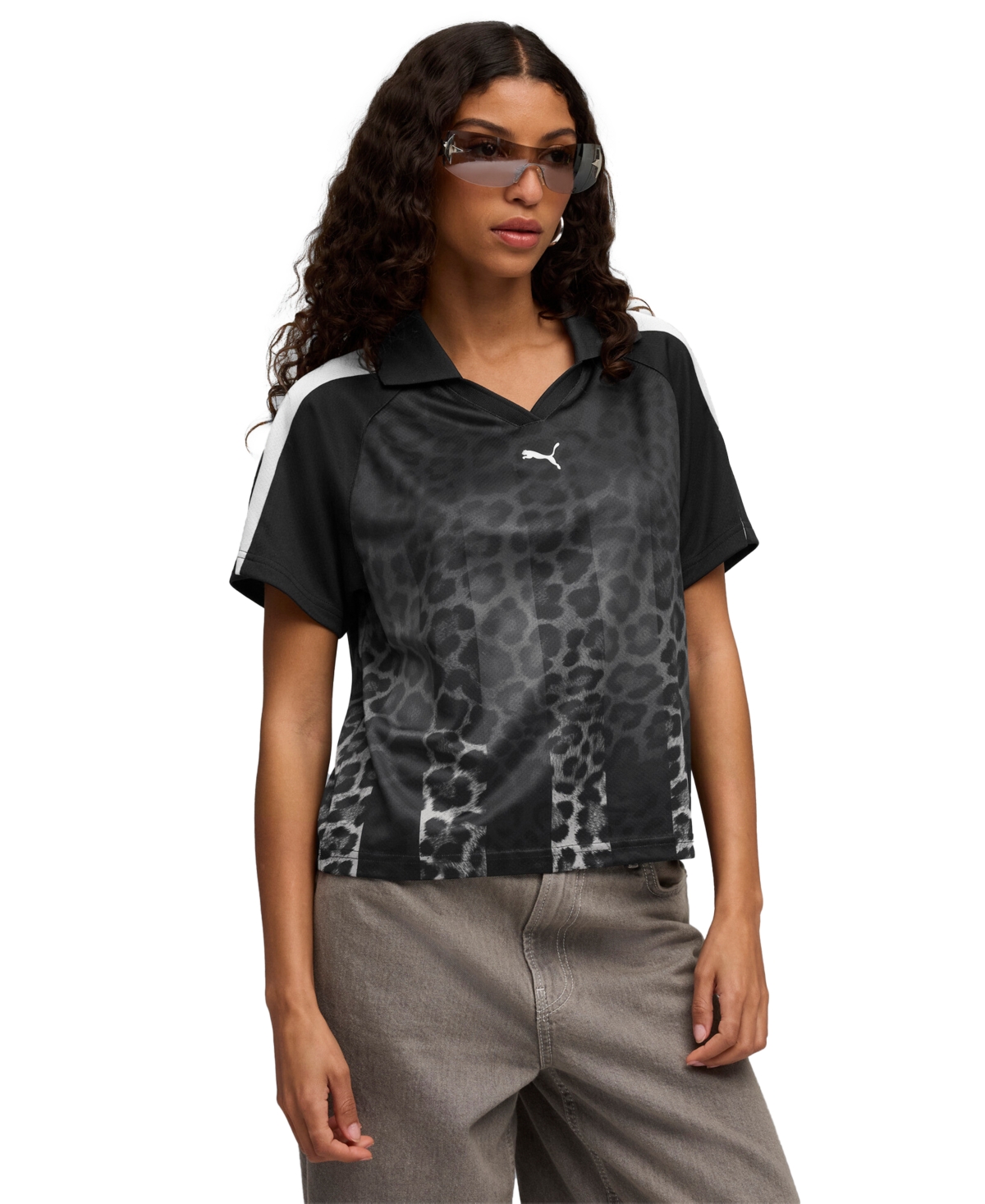 Click here for Puma Womens Leo Luxe Relaxed Jersey Top - Puma Bla... prices