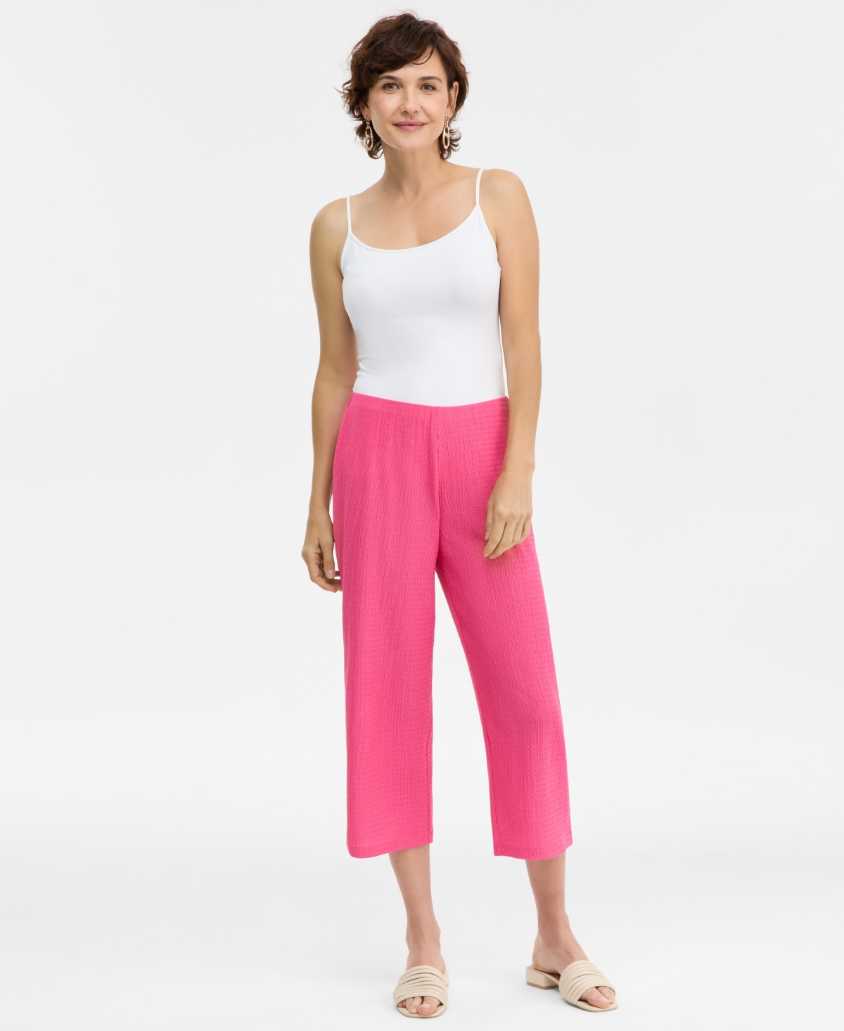 Click here for Jm Collection Womens Textured Knit Cropped Pants... prices
