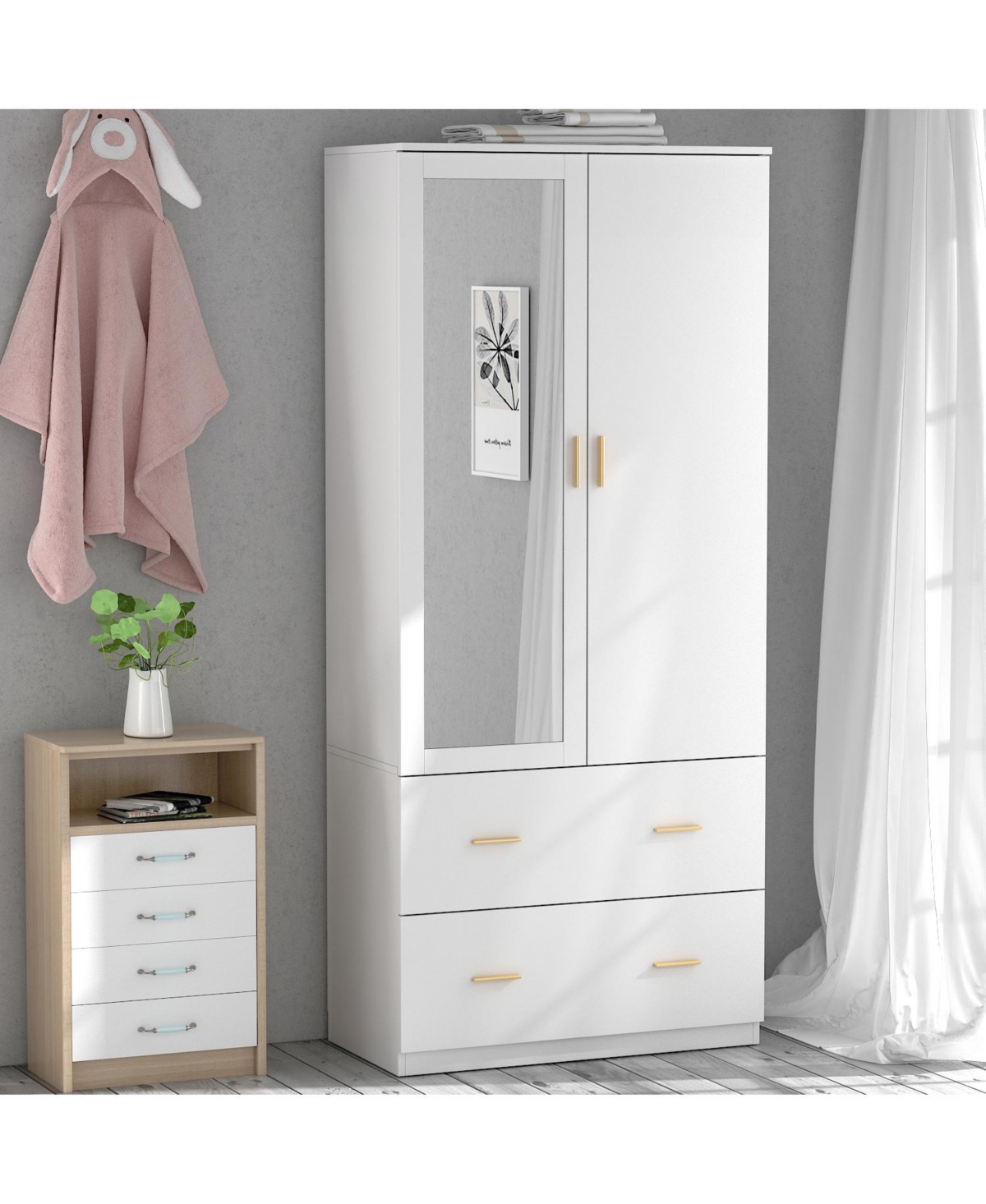 Click here for Wardrobe with Mirror and 2-Door 2-Drawer  Bedroom... prices