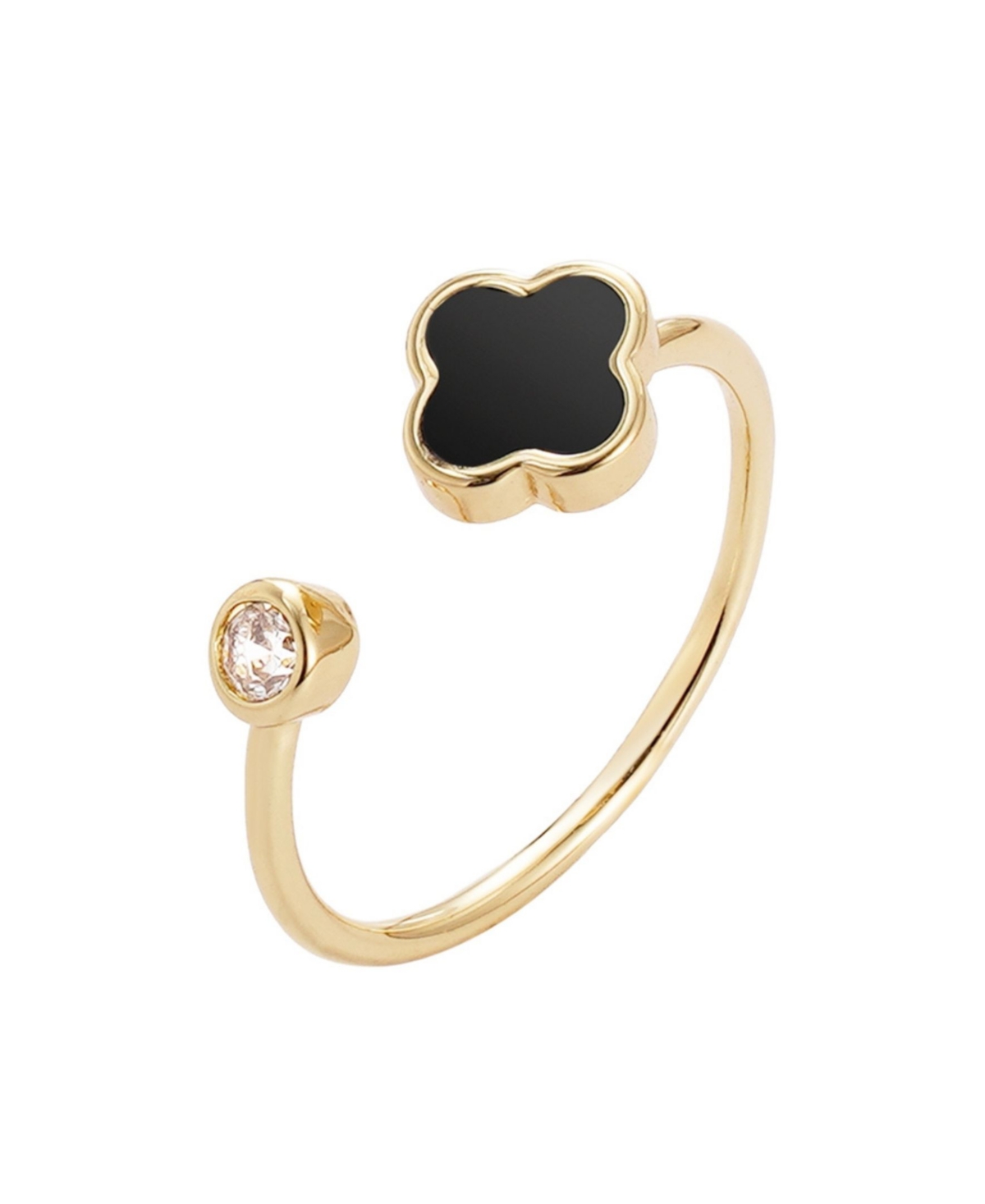 Click here for Adornia Gold Adjustable Cz Black Clover Ring - Gol... prices