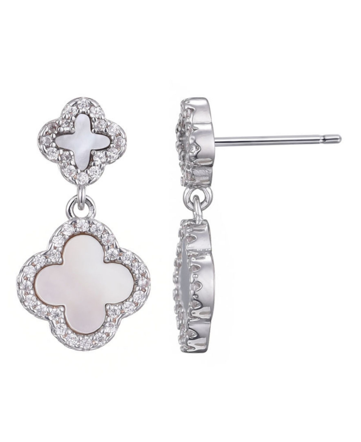 Click here for Adornia Silver Cz White Mother of Pearl Double Dro... prices