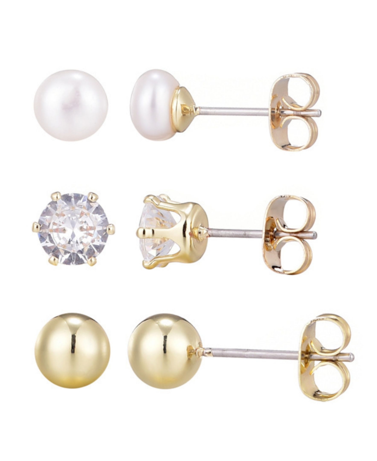 Click here for Adornia Gold Freshwater Pearl Stud  Ball and Solit... prices