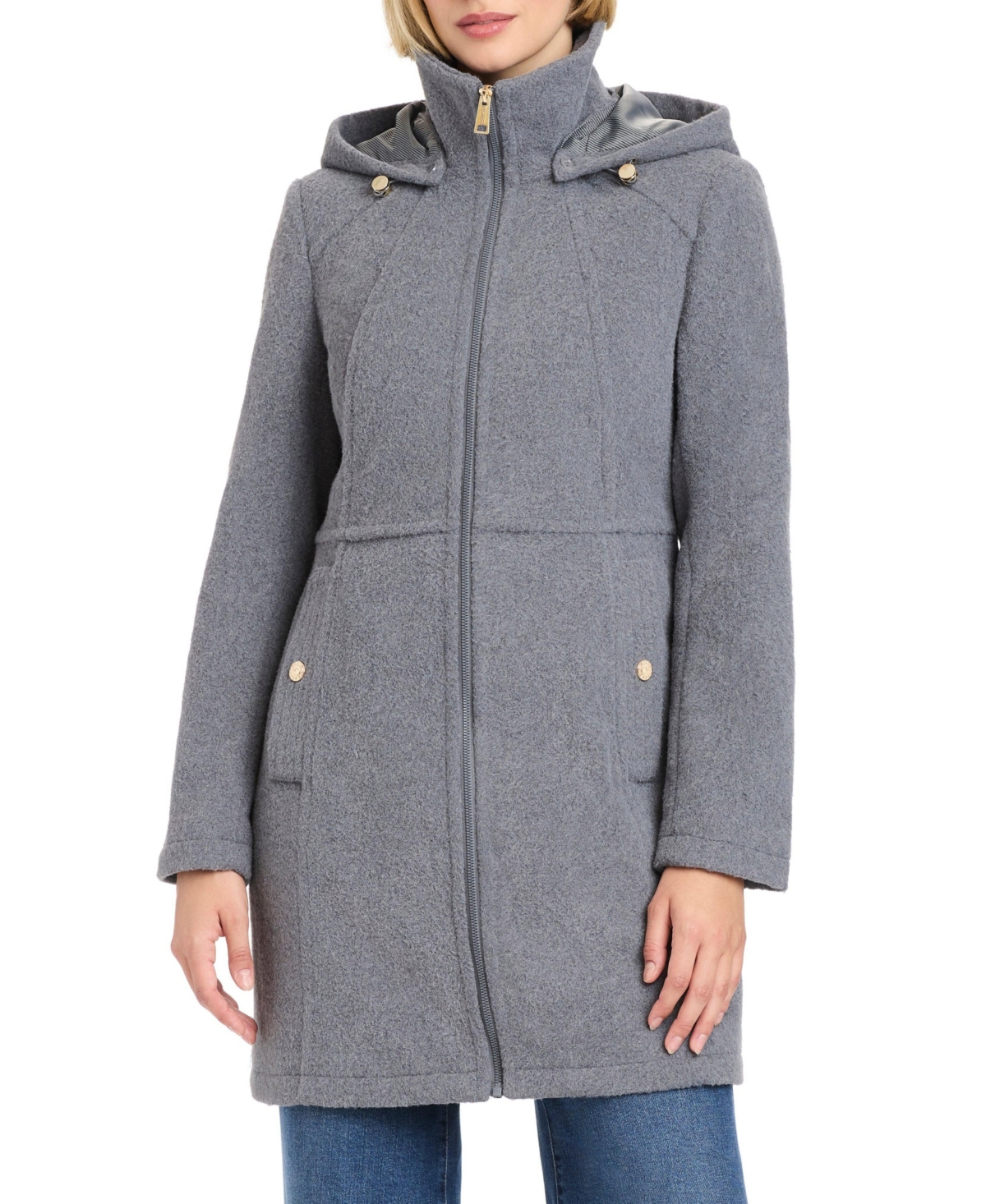 Click here for Vince Camuto Womens Zip Front Walker Coat With Det... prices